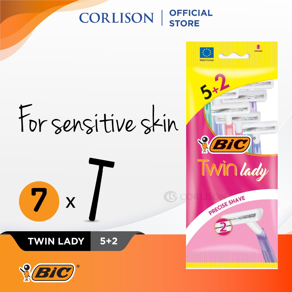 BIC Twin Lady Women's Disposable Razor - Twin-Blade, Non-Pivoting Head ...