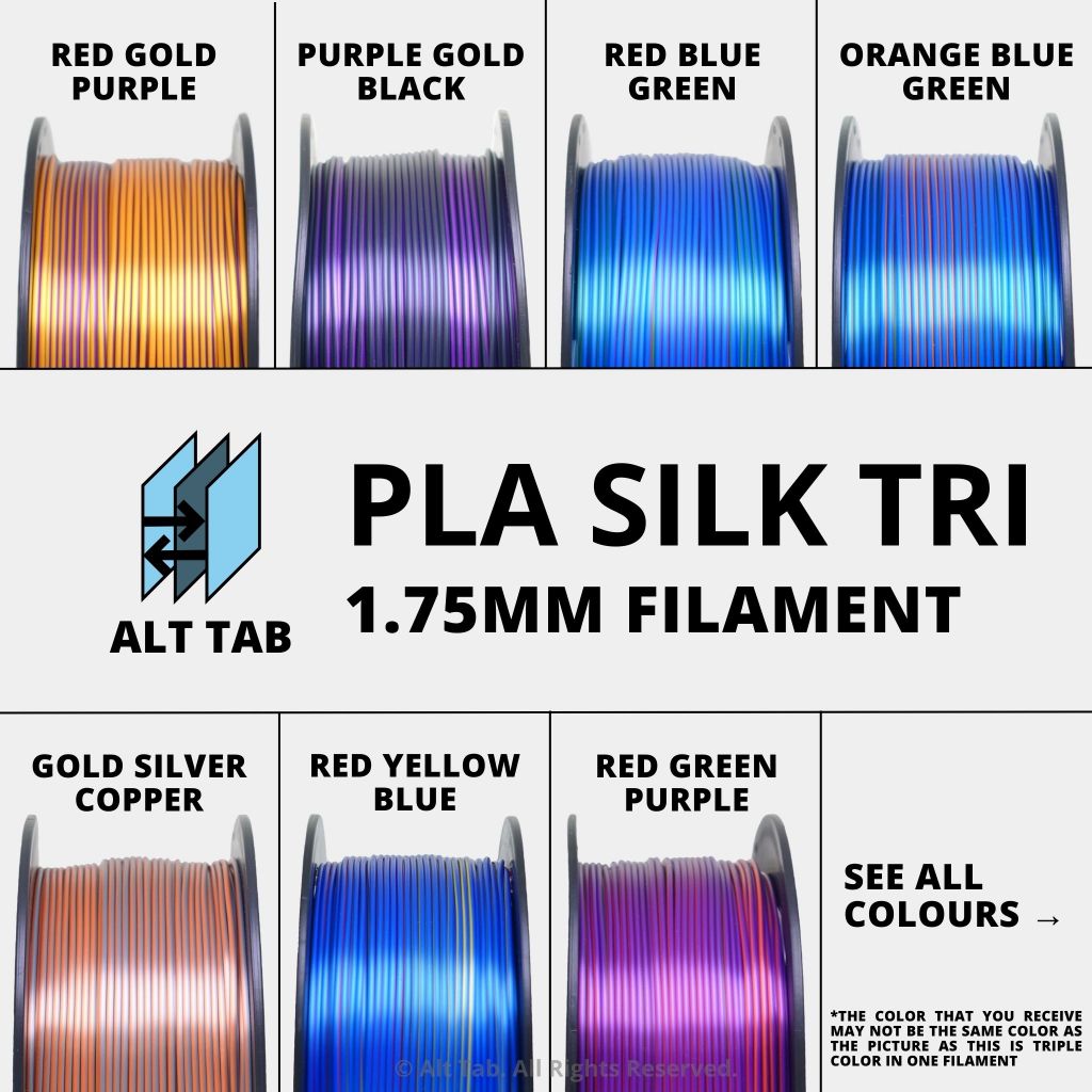 (Local Stock) PLA Filament Silk Tri Color Series 1.75mm 1kg 3D Printer ...