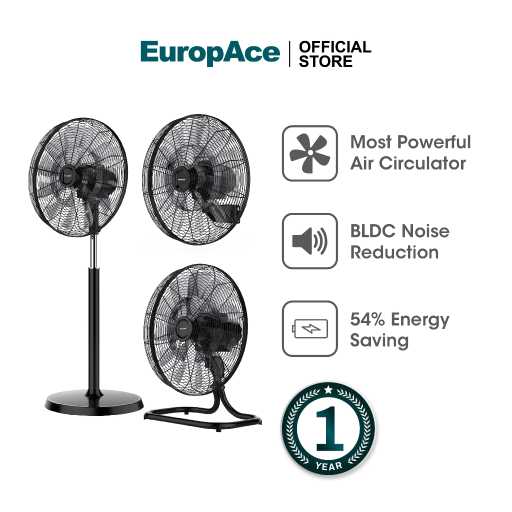 EuropAce 18" DC Circulator Stand Fan | ERC8182Z | The Most Powerful Air ...