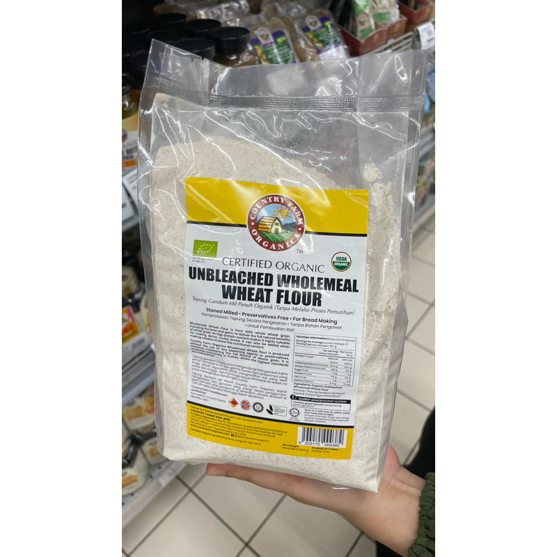 UNBLEACHED WHOLEMEAL WHEAT FLOUR 900grm ORGANIC COUNTRY FARM ORGANIC ...