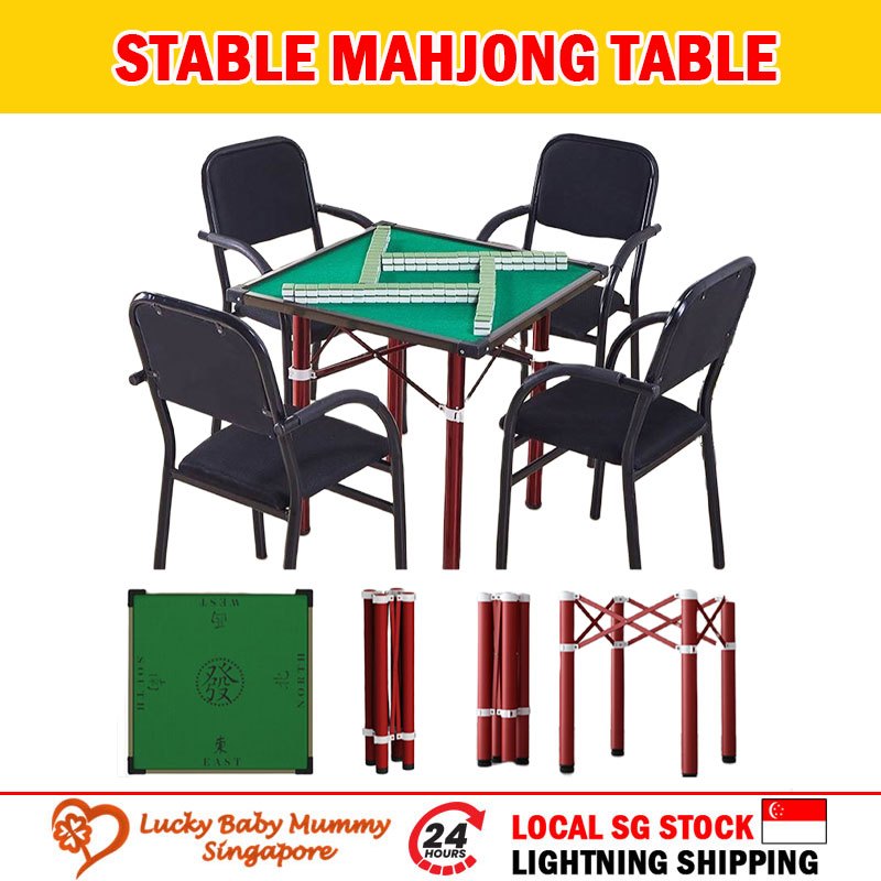 Super Stable Mahjong Table with Stainless Steel Legs Foldable Ashtray ...