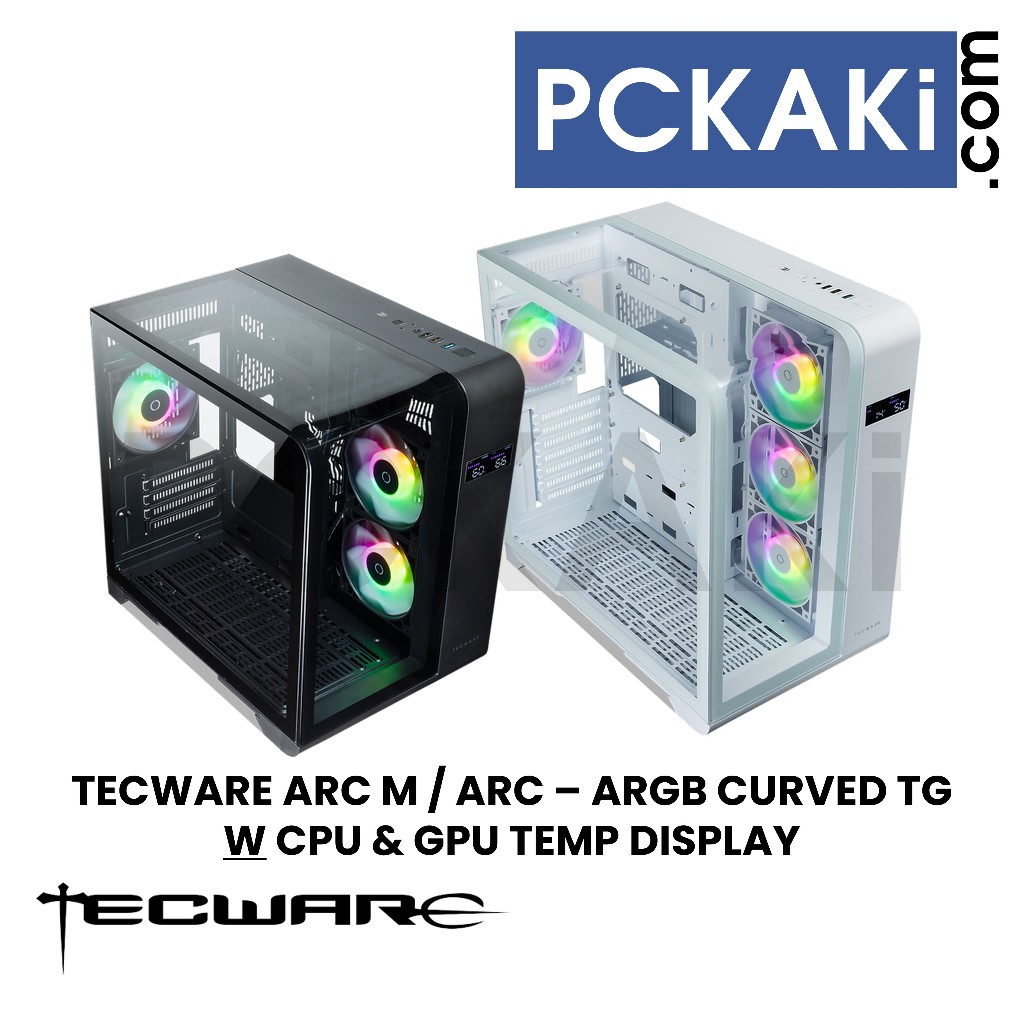 TECWARE ARC / ARC M ARGB CURVED TG ATX / MATX CASE WITH CPU & GPU ...