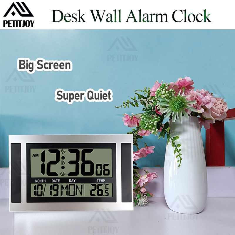 【SG】Alarm Clock Digital Desk Wall Alarm Clock with Thermometer Calendar ...