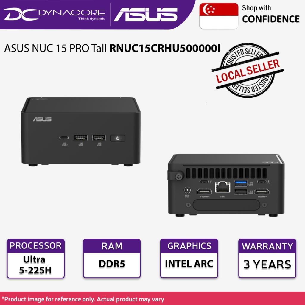 ASUS NUC 15 PRO Tall (Black) RNUC15CRHU500000I Ultra 5-225H 14C INTEL ...