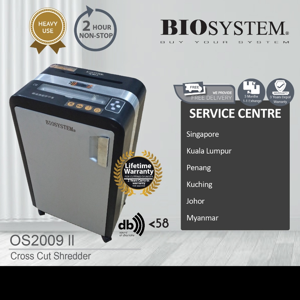 BIOSYSTEM OS2009II HEAVY DUTY CROSS CUT PAPER SHREDDER OFFICE USE ...