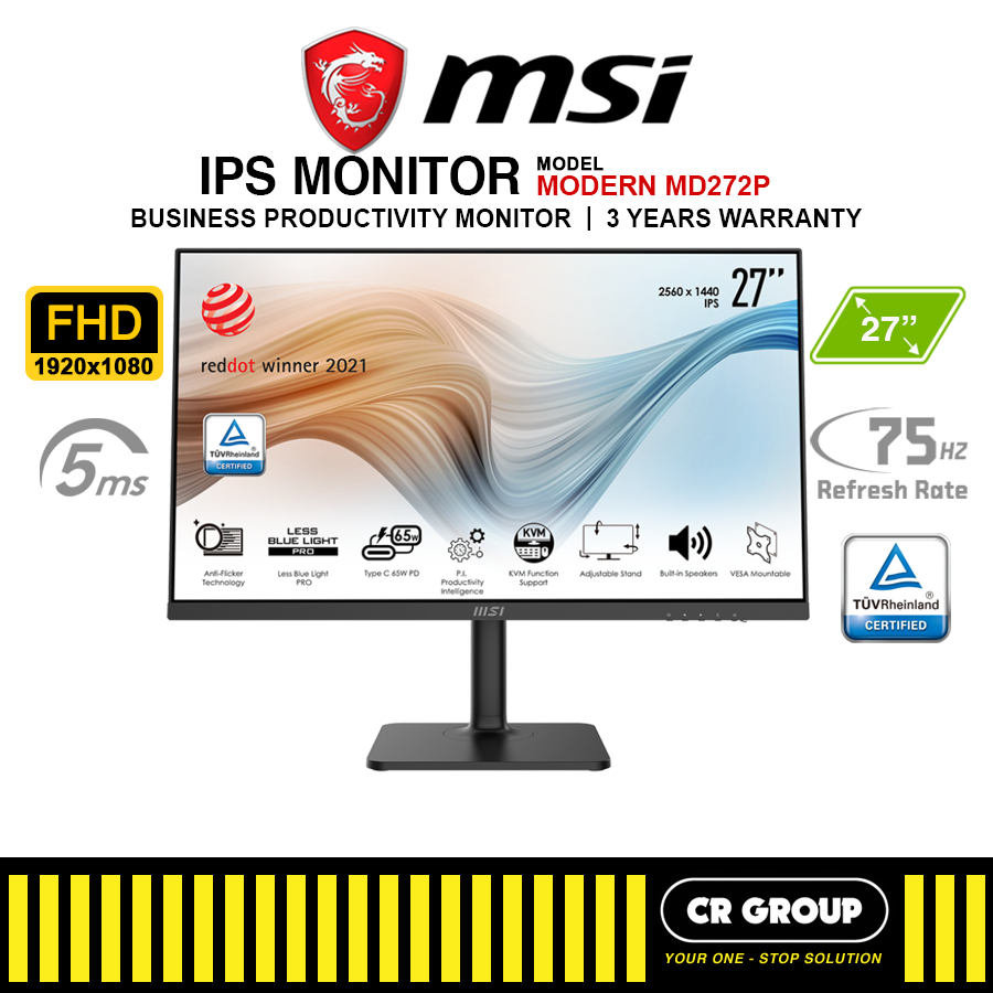 MSI Modern MD272P - 27" IPS FHD Monitor - 75Hz Refresh Rate - 5ms ...