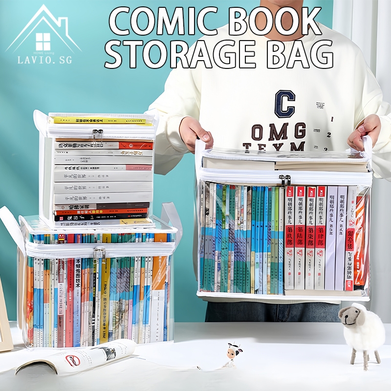 Comic Book Storage Bag Stackable Handle Collapsible Pouch Portable Dust ...