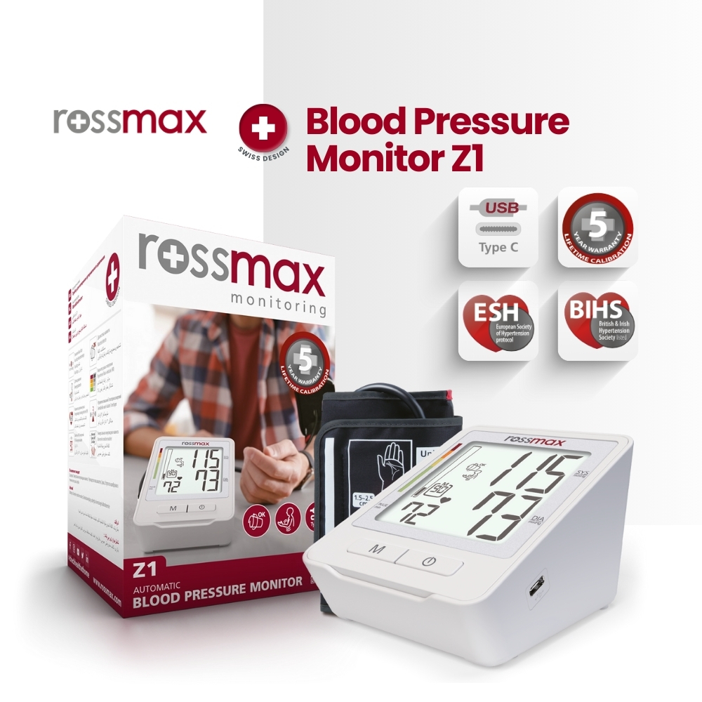 ROSSMAX Automatic Blood Pressure Monitor Z1 | USB Type C Port 5 Years ...