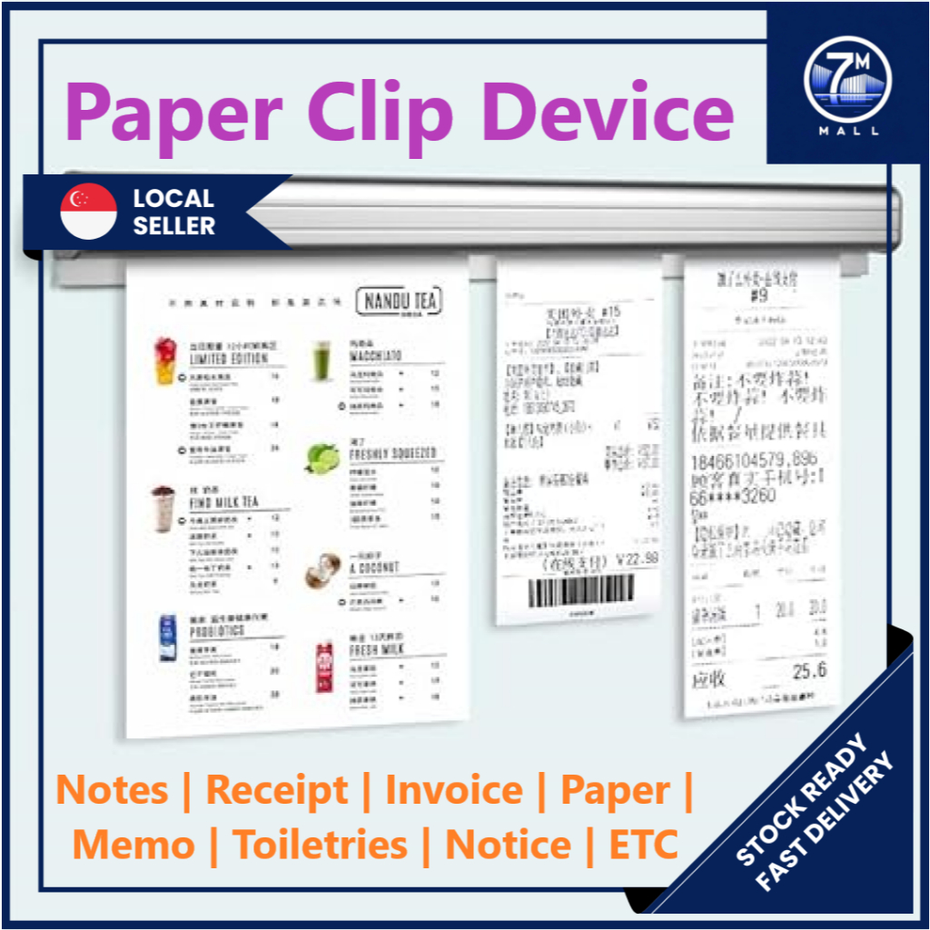 🇸🇬 Takeaway Paper Clip Device | No Drill Holder For Receipt Bill Office ...