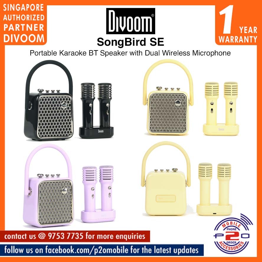 Divoom SongBird SE Portable Karaoke BT Speaker with Dual Wireless ...