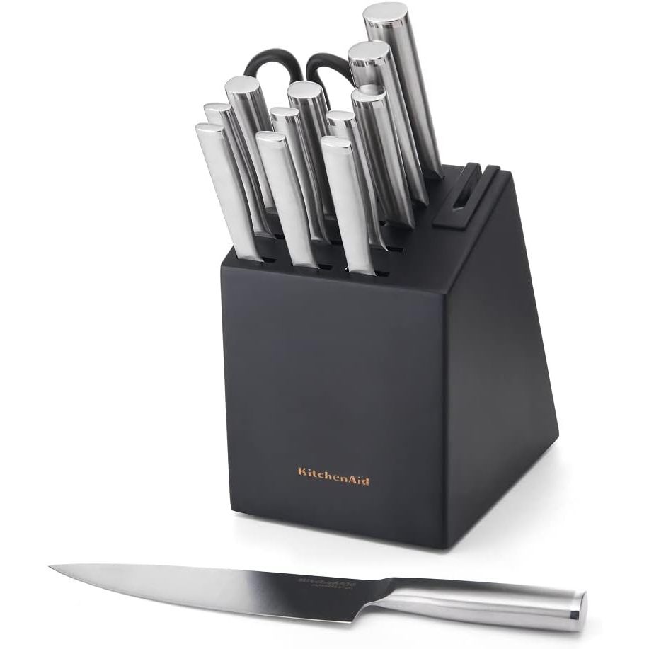 KitchenAid Gourmet Forged Stainless Steel Knife Block Set with Built-in ...