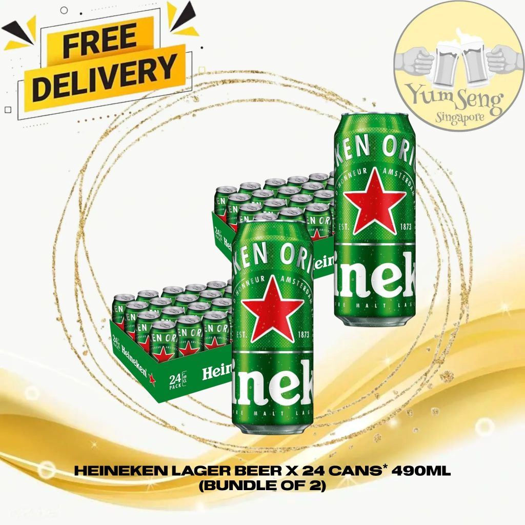 Heineken Lager Beer - 24 cans x 490ml (Bundle of 2) (BBD: 06/2026) | Shopee Singapore