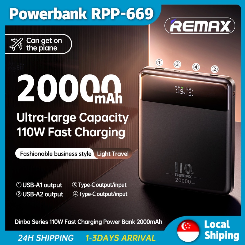 【SG Local】Remax Power Bank 110W Fast Charge 4USB Multi-port 20000 mAh ...