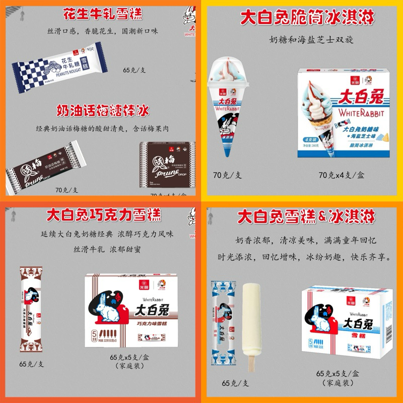 中国大白兔雪糕 冰淇淋 4盒 China White rabbit Da Bai Tu ice cream 4 pack | Shopee ...