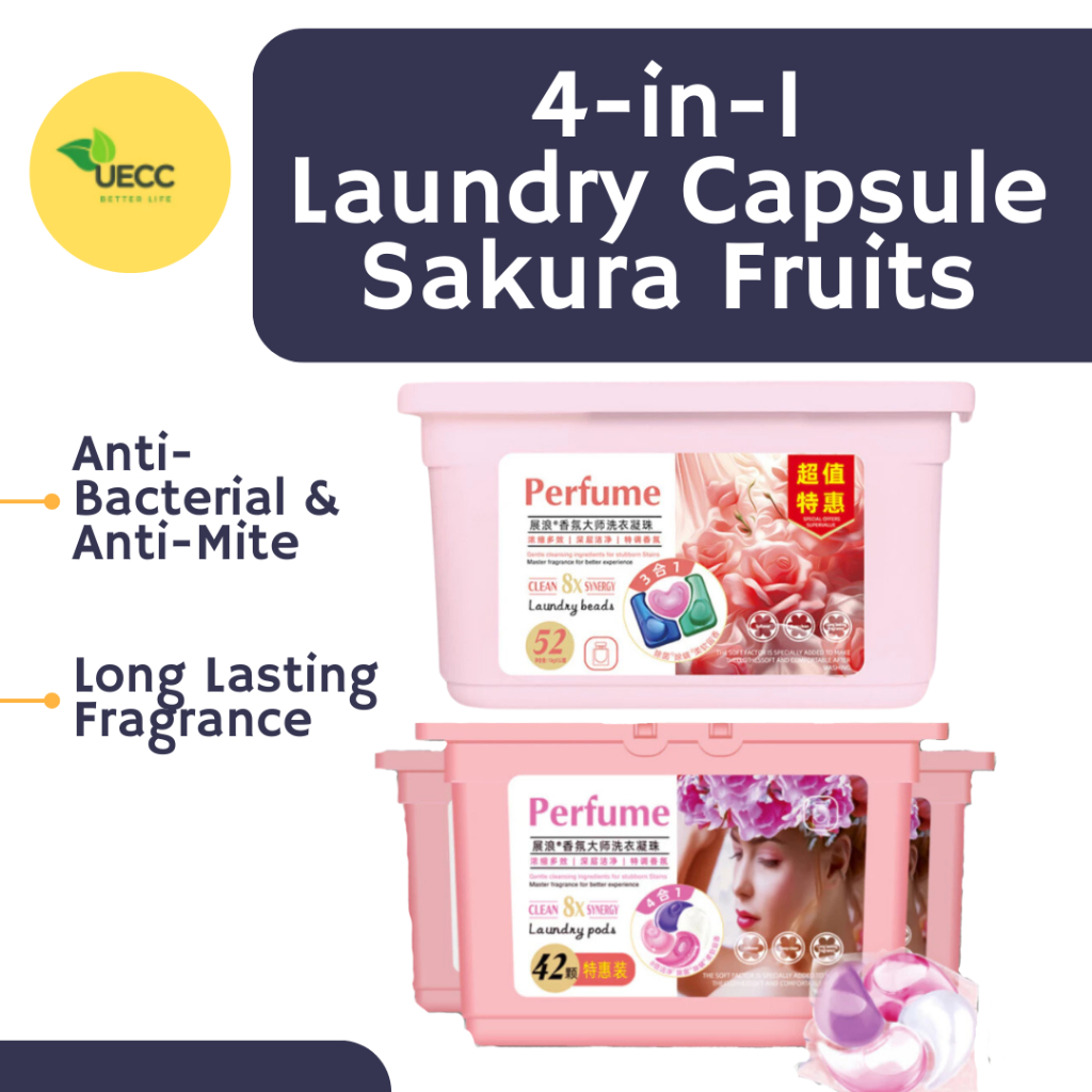 Laundry Capsules 4 in 1 Laundry pod( 42s Sakura),3 in 1 laundry capsules(52s Floral Fruit ...