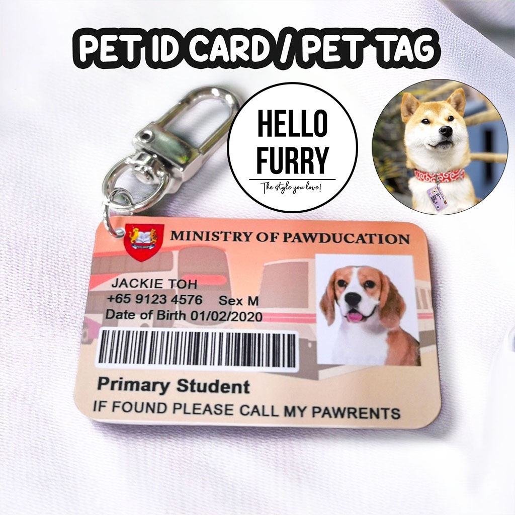 Pet ID Tag - 2 SIDED PRINTING - Pet PRIMARY STUDENT Collar Pet Tag card ...