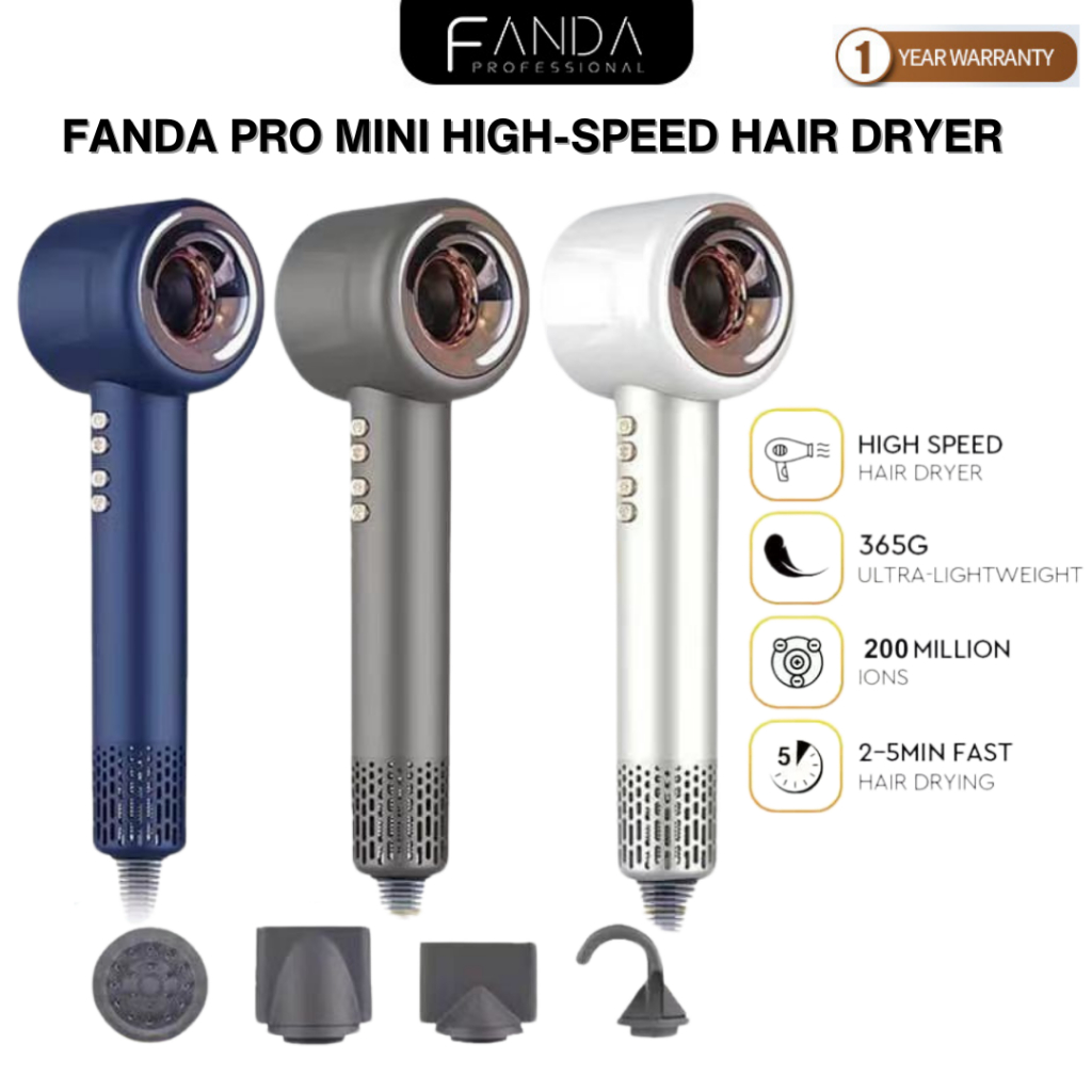Fanda Pro Mini Hair Dryer | High-Speed | Fast Drying | 365g Lightweight ...