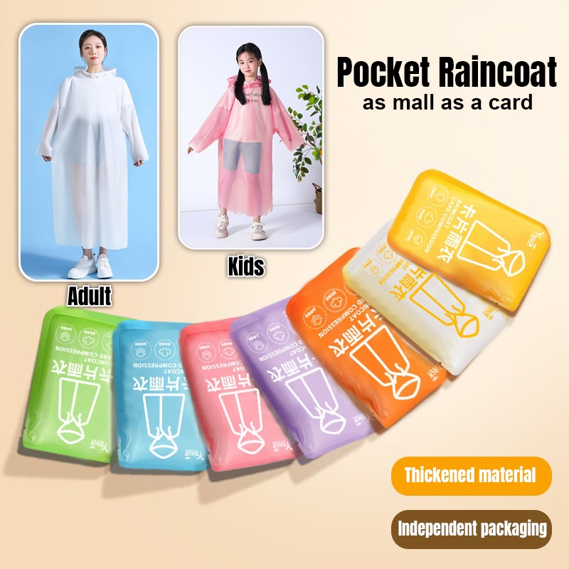 🇸🇬SG Disposable Raincoat For Adult and Kids Portable Raincoat Pocket ...