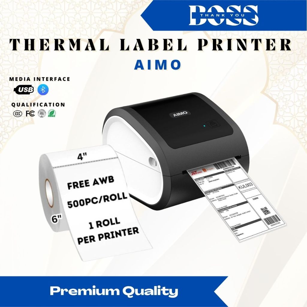 AIMO Thermal Label Printer A6 Waybill Label USB Bluetooth AWB Airway ...