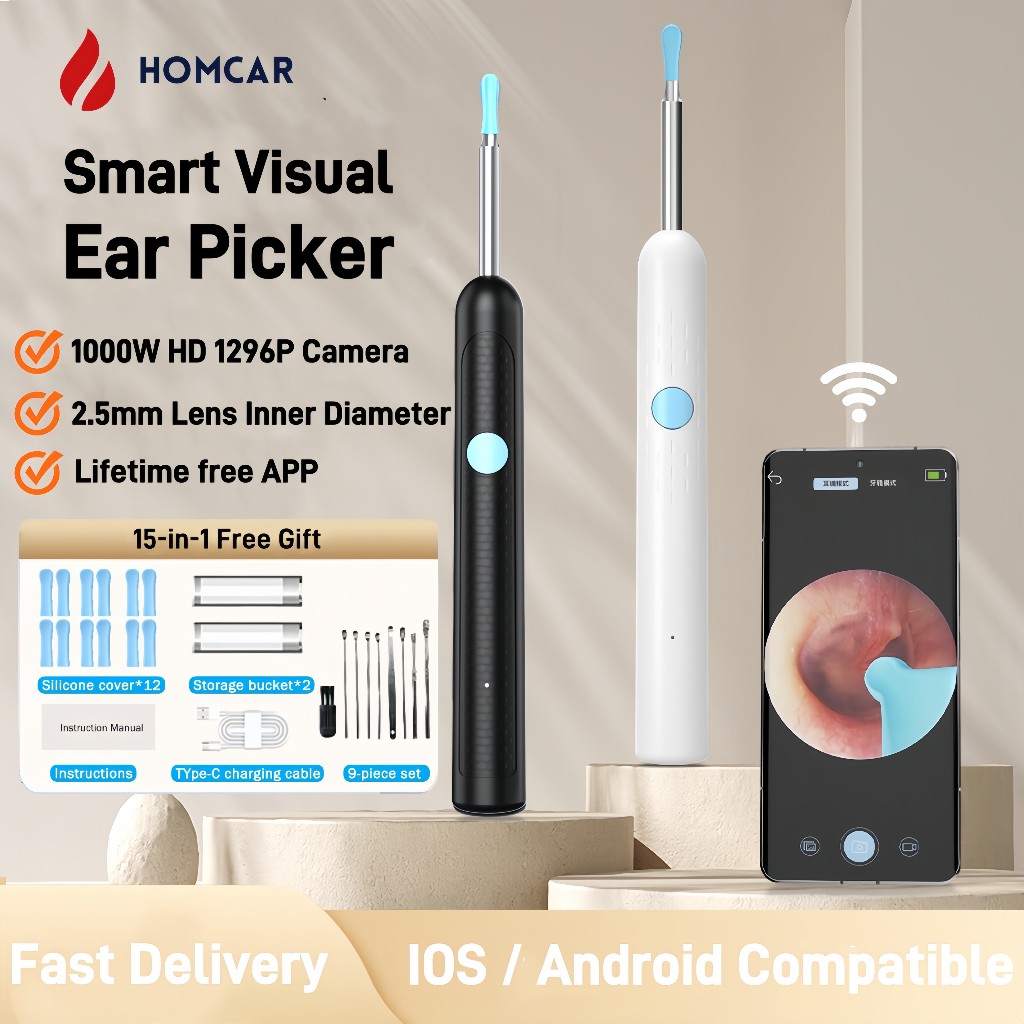Homcar 21-in-1 Smart Visual Ear Picker 2.5mm Earpick With Camera ...