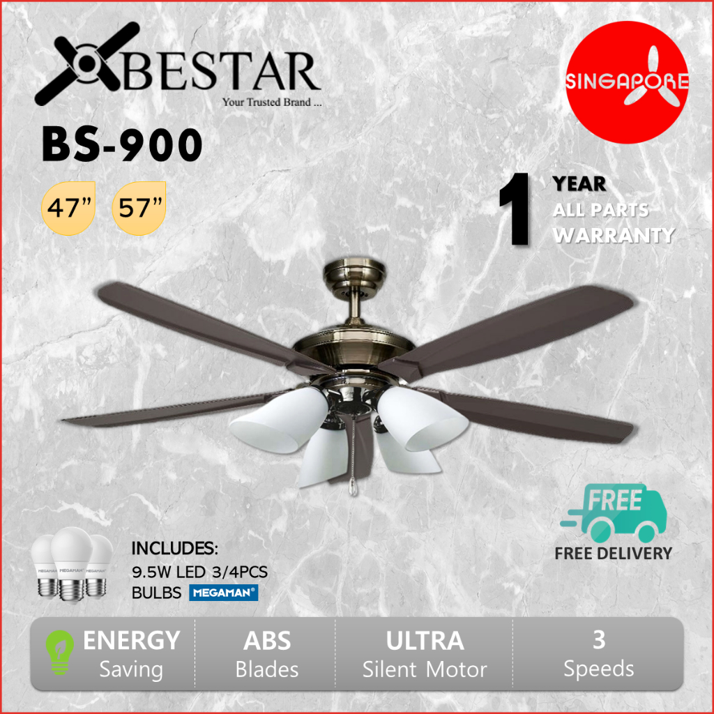 [FREE DELIVERY] BESTAR Ceiling Fan BS 900 47inch 57inch 5 Blades Light ...