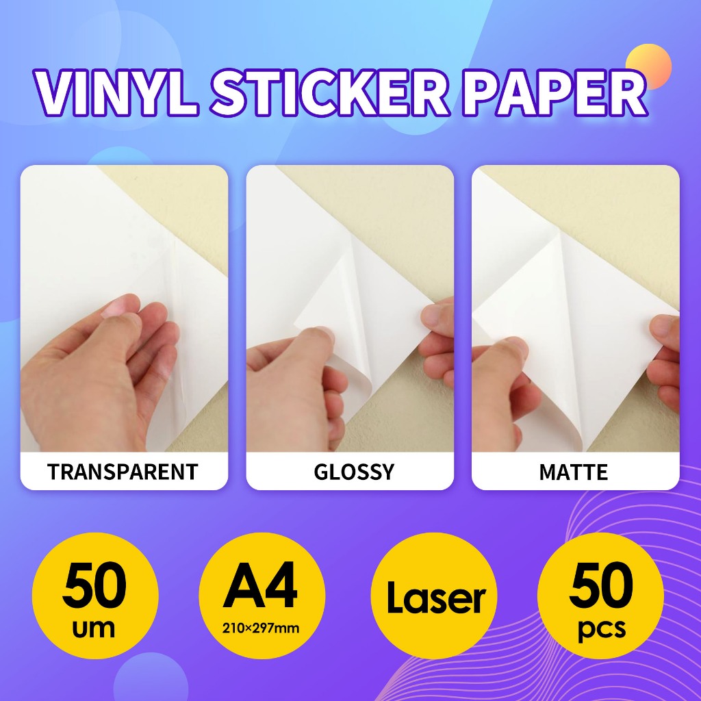 【Laser Sticker】A-SUB Waterproof Printable Vinyl Sticker Paper, Self ...