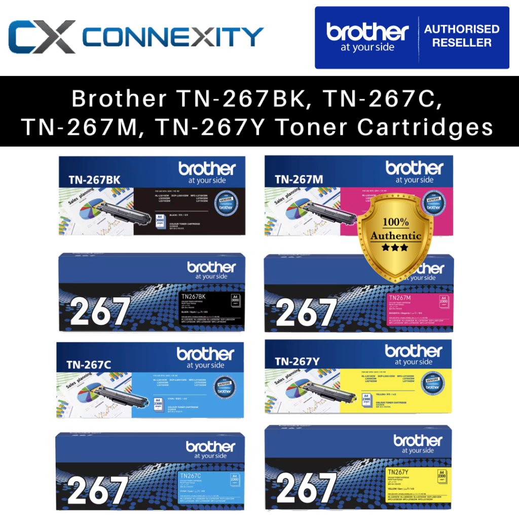 Brother TN-267 Toner Cartridge TN-267BK TN-267C TN-267M TN-267Y TN 267 ...