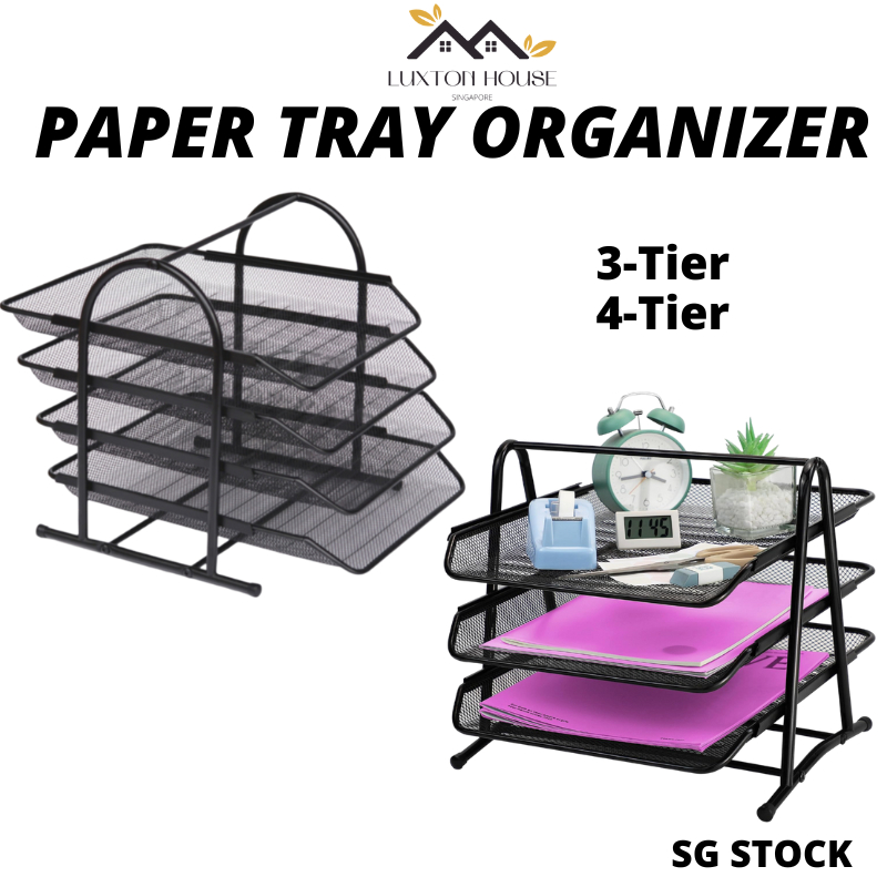 {SG} Paper Tray Organizer 3-Tier 4-Tier Metal Document Tray Organizer ...