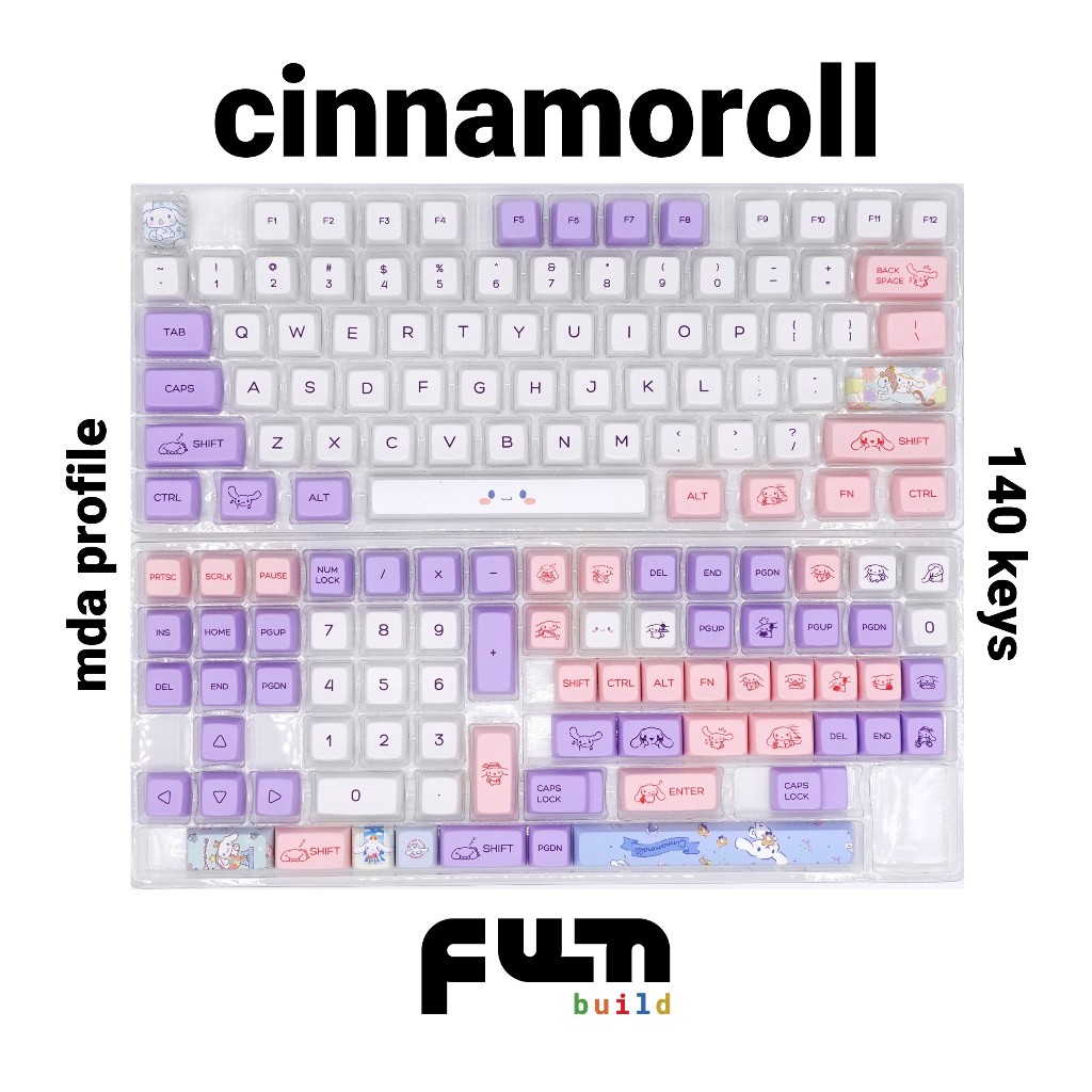 [CINNAMOROLL Keycaps][MDA Profile] Dye Sublimation Printed 140 Keys for ...