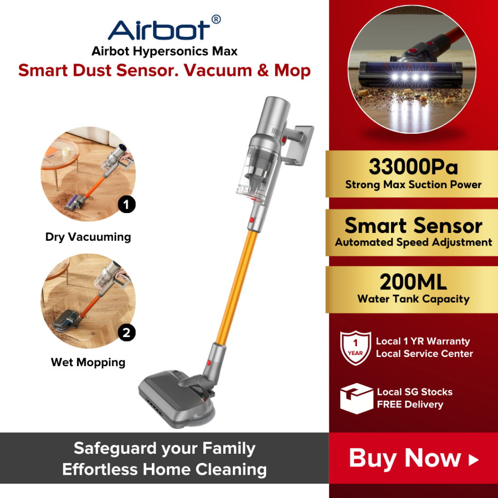 Airbot Hypersonics Max, 33000Pa Smart Vacuum Cleaner Auto Adjust ...