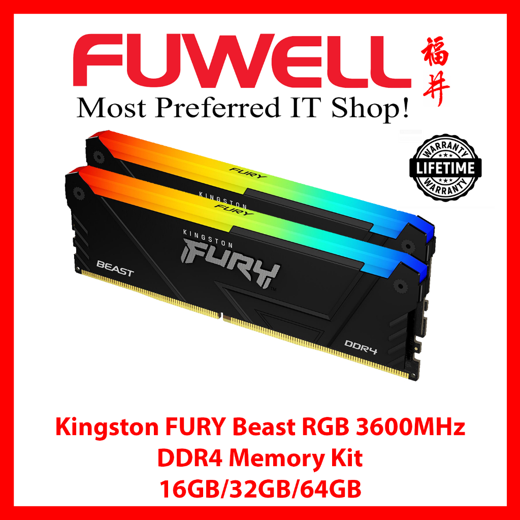 FUWELL - Kingston FURY Beast RGB DDR4 3600Mhz 16GB/32GB/64GB Memory Kit [Local Limited Lifetime ...