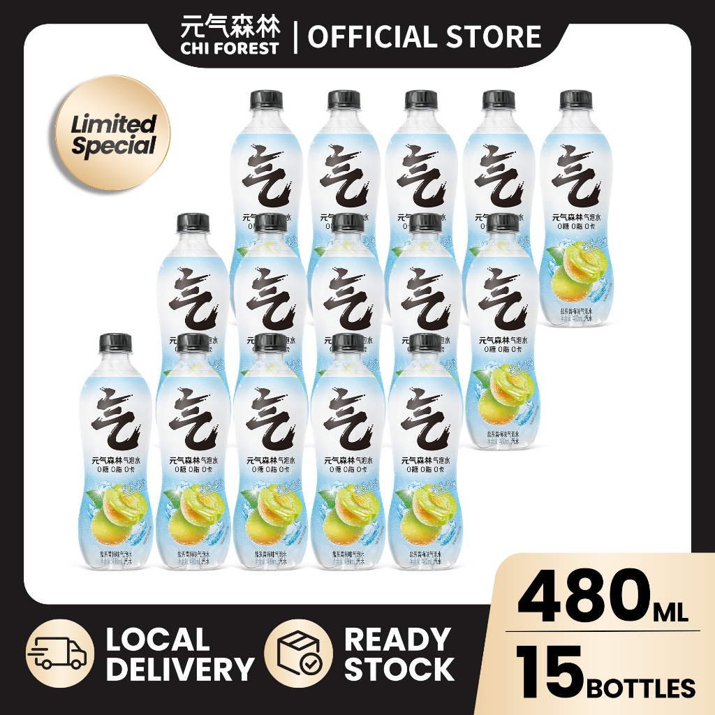 Chi Forest 元气森林 Zero Sugar Free Soda Sparkling Water Drinks 480ml×15 ...
