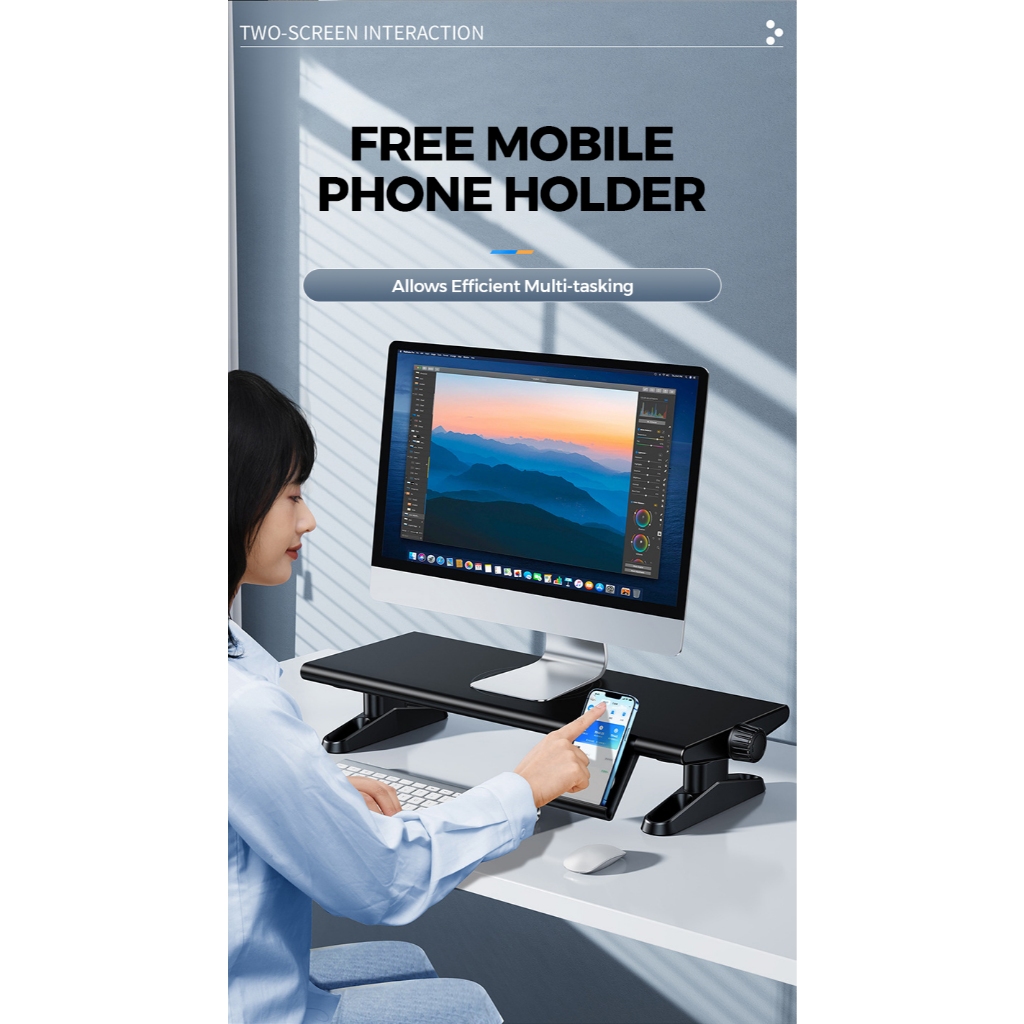 Smart Ergo Height Adjustable Monitor Stand with Handphone Holder ...