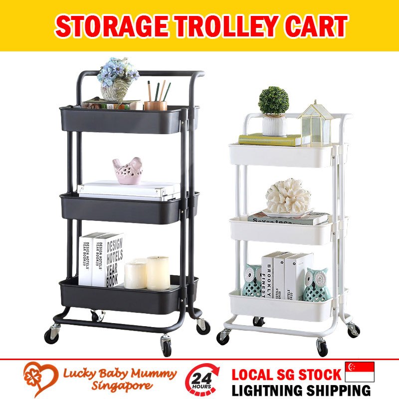 Multi-Purpose Movable Trolley with Handle Bar kitchen Storage Rack ...