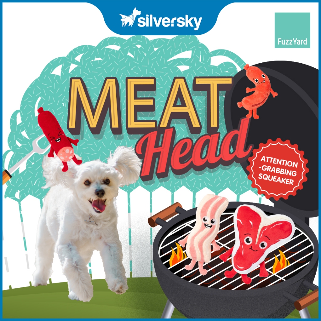 FuzzYard Meat-heads Dog Plush Toys | 5 Delicious Meaty Mates Design ...