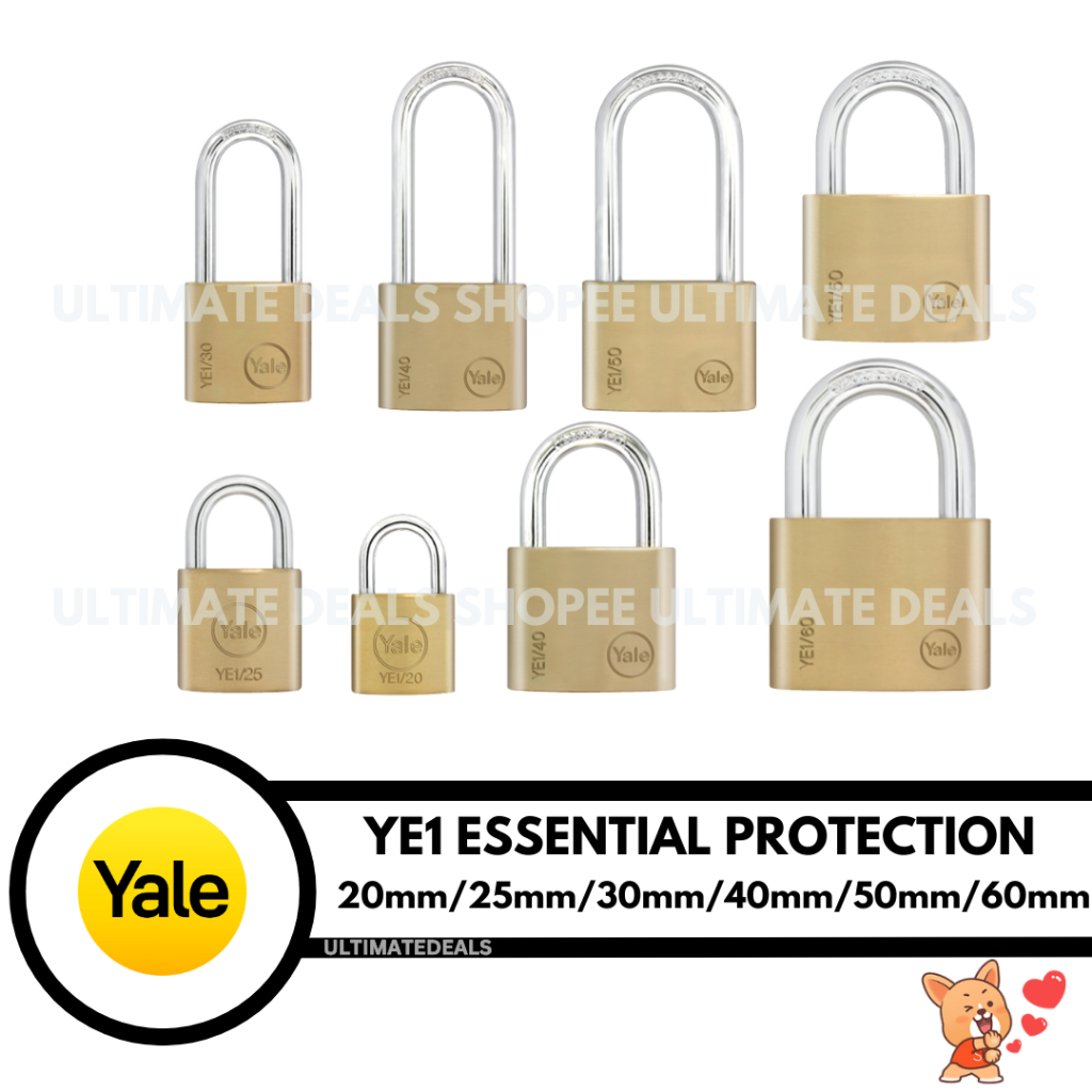 YALE YE1 Series - Essential Range Indoor Brass Padlock - 20mm/25mm/30mm/40mm/50mm/60mm | Shopee ...