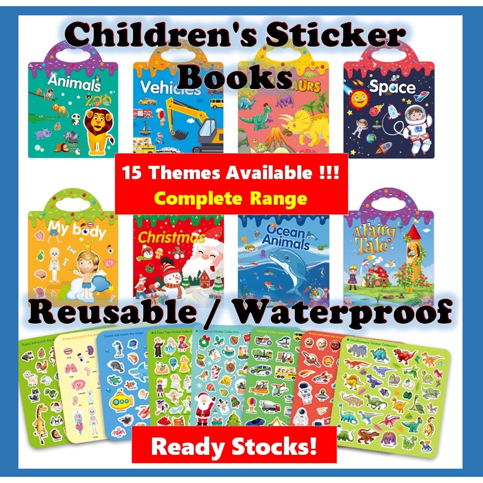 [SG Stocks] 15 Themes Reusable Sticker Books English Waterproof ...
