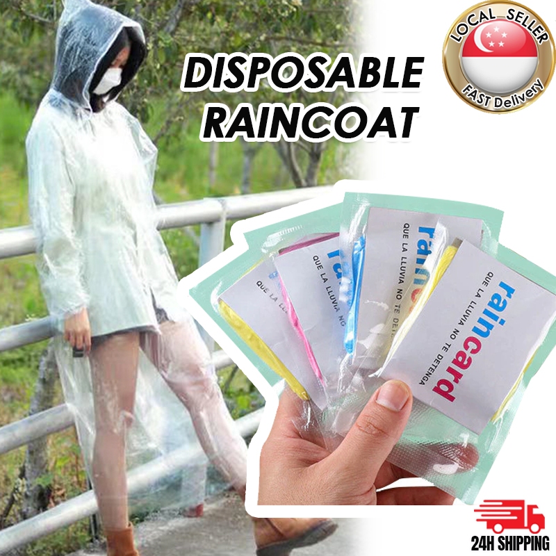 🇸🇬Disposable Pocket Raincoat Card Raincoat Lightweight/Adult Portable ...