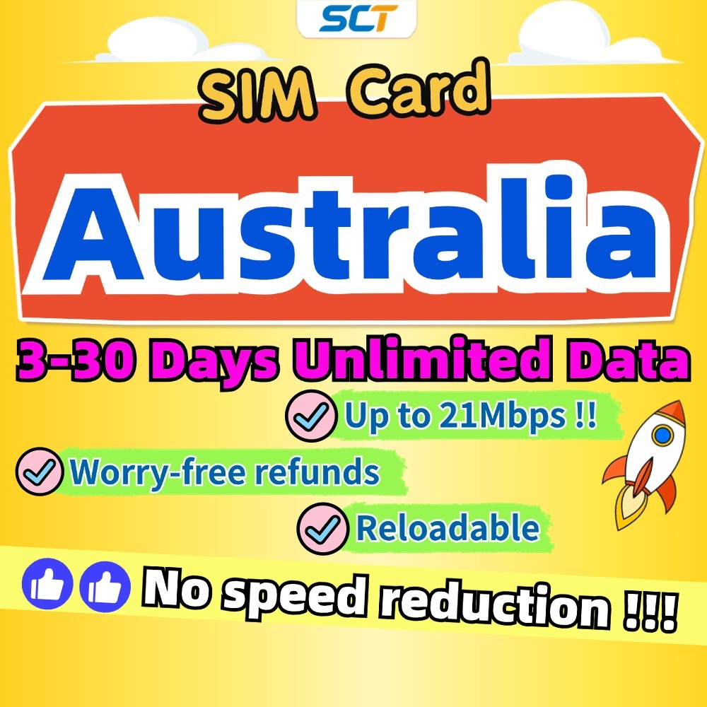 SCT Australia SIM Card 3-30 Days Daily 1-2GB 4G Unlimited Data High ...