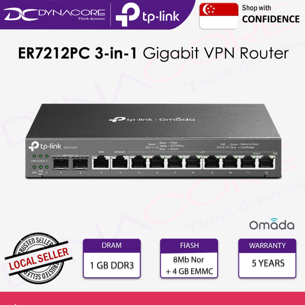 TP-Link ER7212PC OMADA Omada 3-in-1 Gigabit VPN Router With PoE+ AND ...