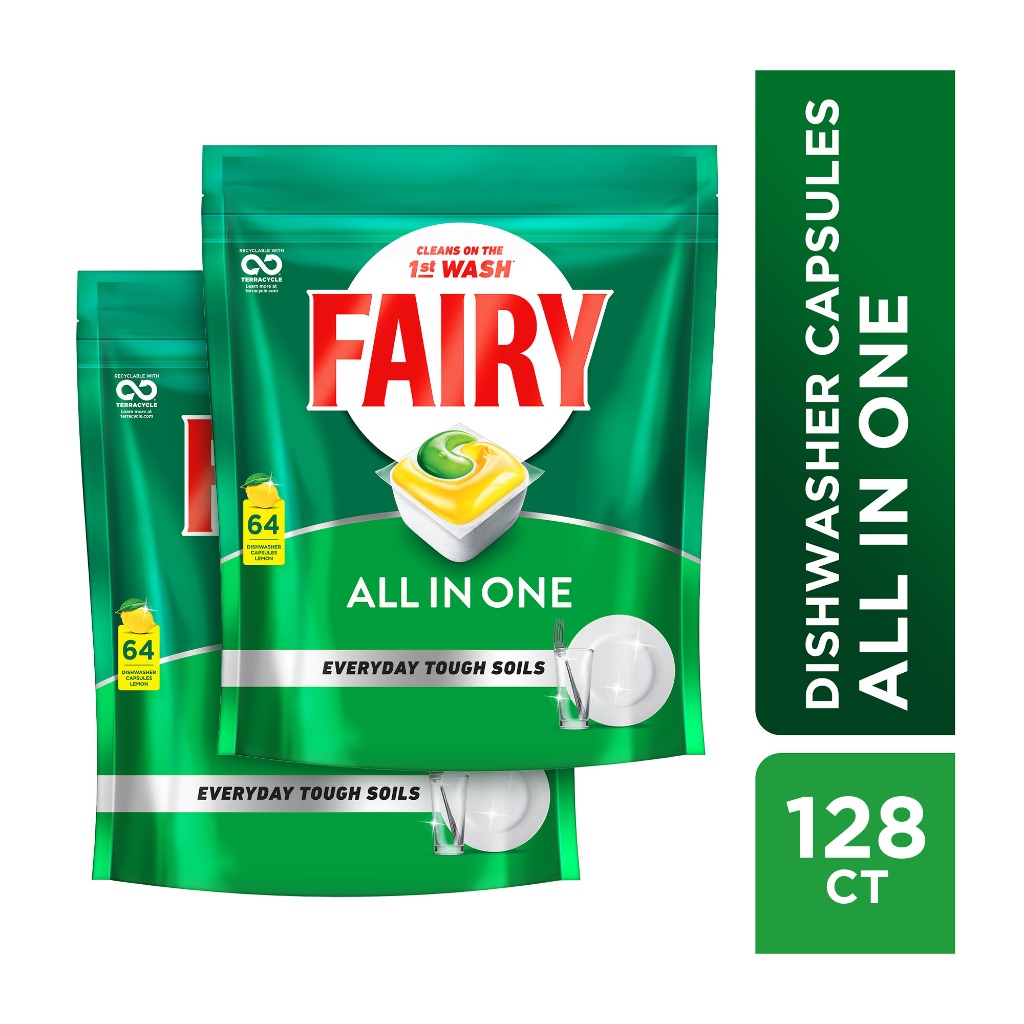 (Bundle of 2) Fairy All In One Lemon Dishwasher Tablets 64 Pack ...