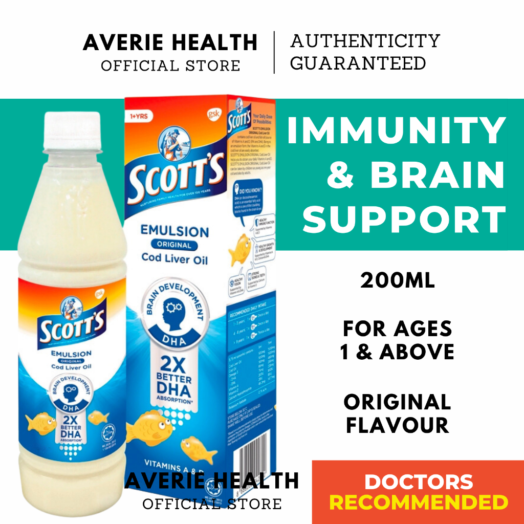 Scott's Emulsion Cod Liver Oil (Original Flavour) 200ml | For Immunity ...