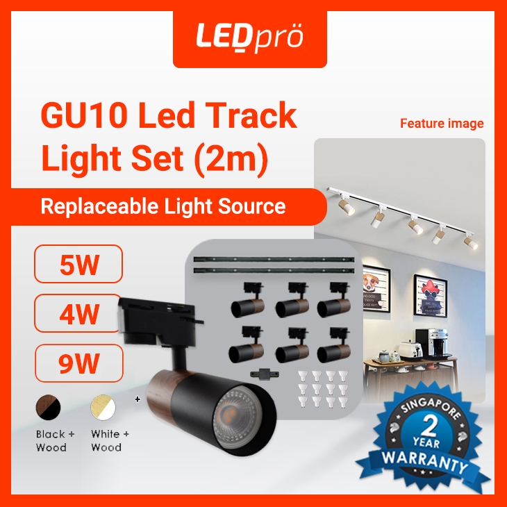 LED PRO LED LIGHT LED Wooden Track Light 6pcs Track Light With 2m Track ...