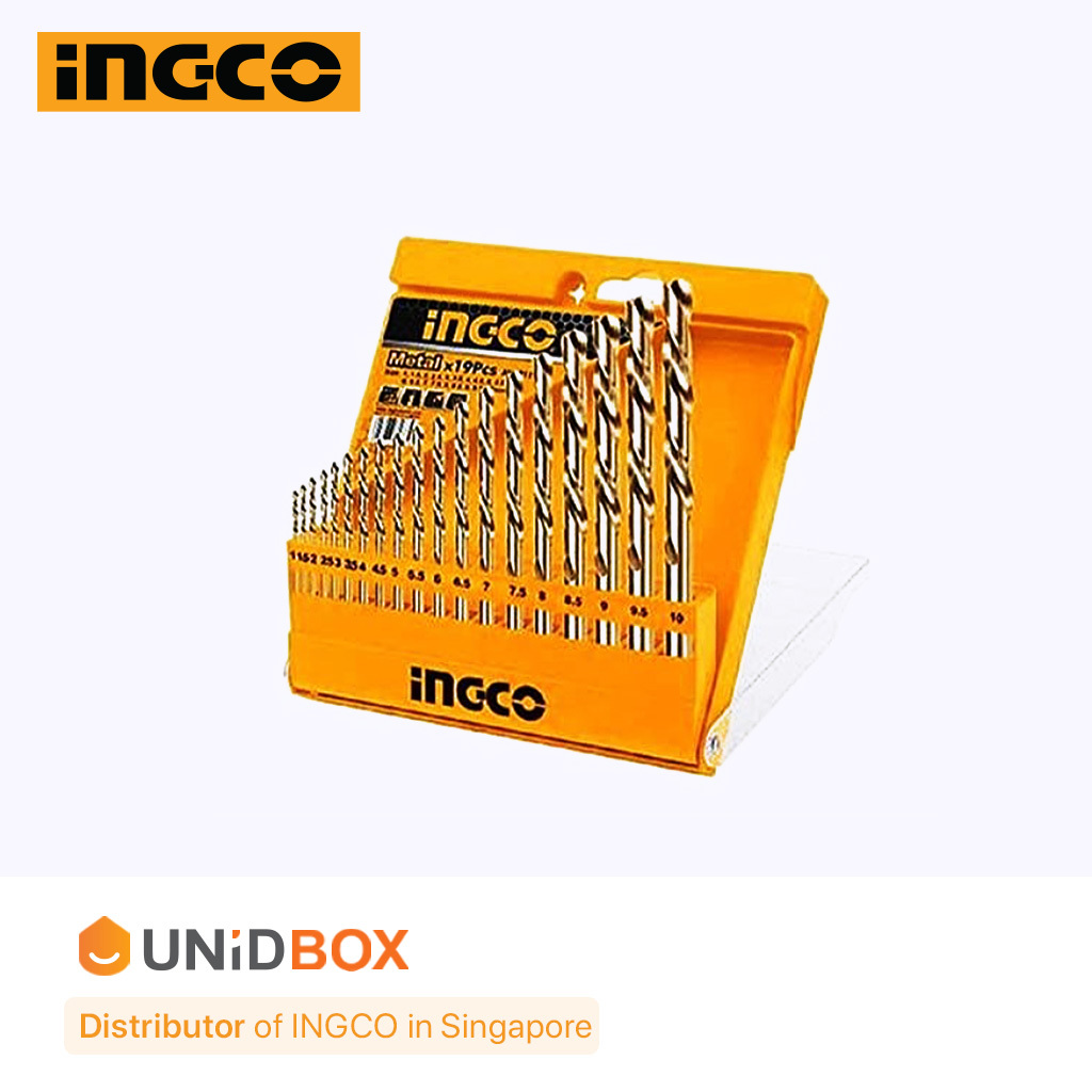 INGCO AKD1095 9 Pcs HSS Twist Drill Bit Set w/ Cylindrical Shank for ...