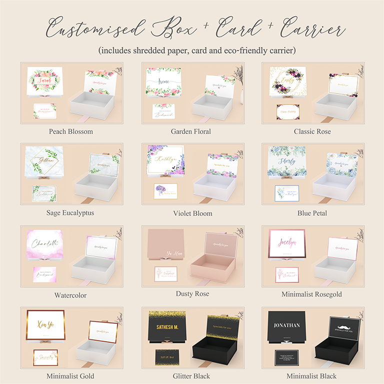 Personalised Customised Gift Box with Card + Shredded Paper + Carrier ...