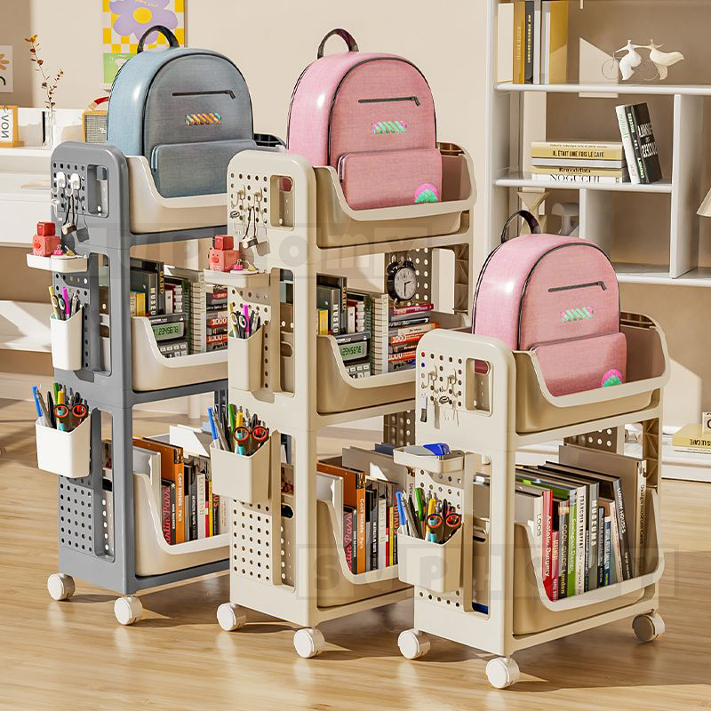 💖sg Local Stock💖storage Rack Bookshelf Small Trolley Movable Multi