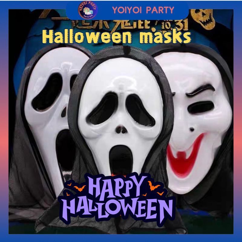 【😈SG1-2Days Delivery】🧛‍♀️Halloween Mask Horror Death Scream Ghost ...