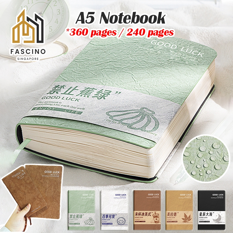 【sg】a5 Notebook 360 Pages Thick Note Book Leather Journal Book Xmas