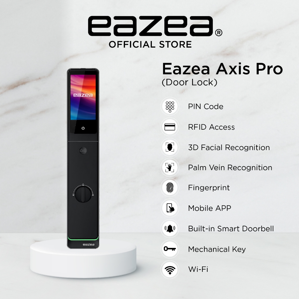 EAZEA AXIS Pro Smart Door Lock with HD Screen Viewer Keyless Access HDB ...