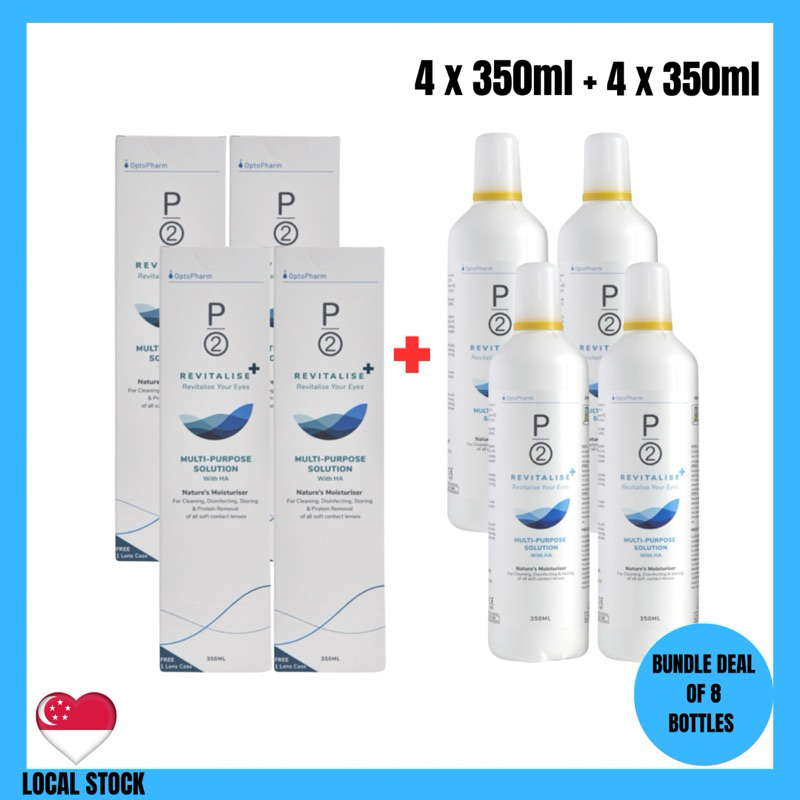Opto Pharm P2 Revitalise Lens Cleaning Multi-purpose Solution 4x350ml ...